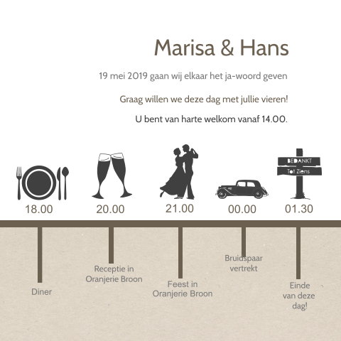 Trouwkaart met tijdlijn maken | MyCards.nl