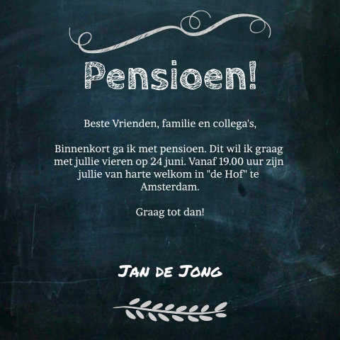 Uitnodiging pensioen maken | MyCards.nl