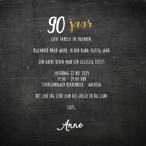 90 jaar uitnodigingskaarten maken - negentig jaar