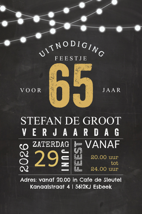 Uitnodiging verjaardag 65 jaar Uitnodiging verjaardag 65 jaar