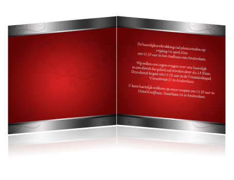 Zilver met rode stijlvolle trouw kaart