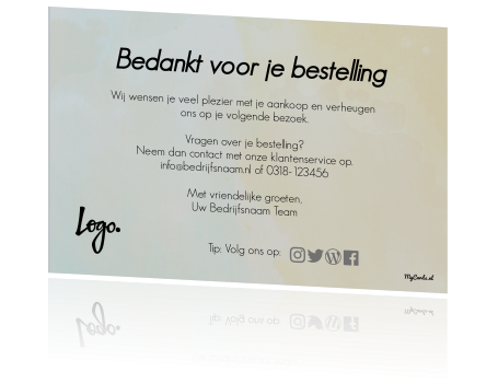Bedankt voor je bestelling kaartje hartje