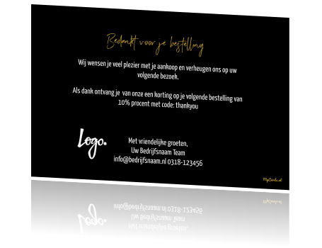 Bedankt voor je bestelling kaartje zwart