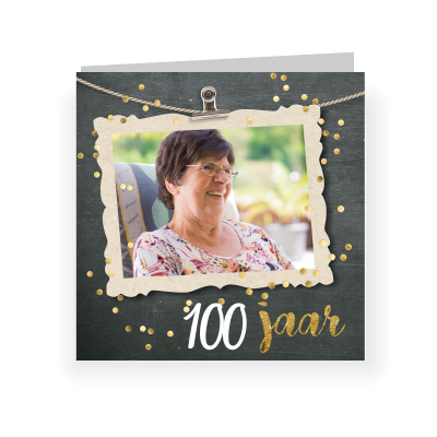 Uitnodiging verjaardag 100 met confetti