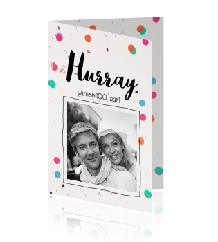 Uitnodiging dubbel feest met foto en confetti